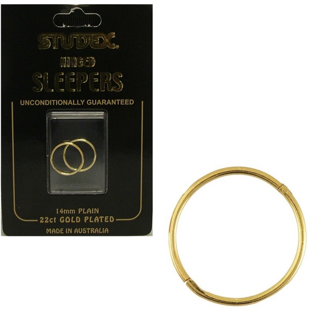 Studex Medium Plain Sleepers 14mm 22Ct Gold Plated pair - Discount ...