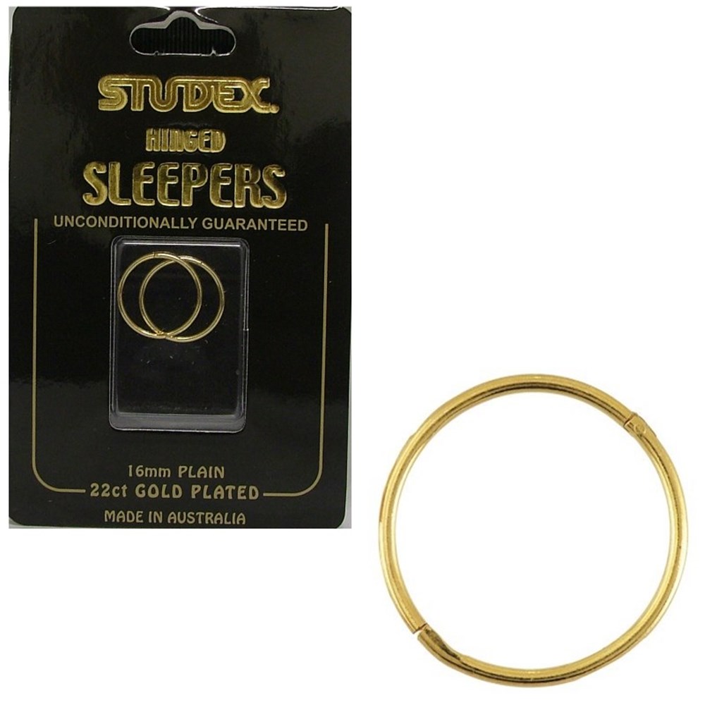 Studex Large Plain Sleepers 16mm 22Ct Gold Plated pair - Discount ...