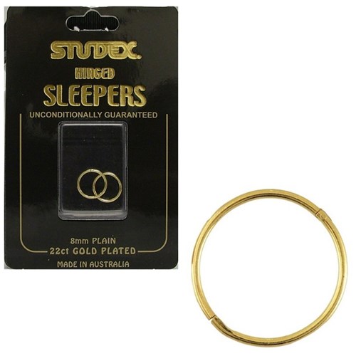 Studex Mini Plain Sleepers 8mm 22Ct Gold Plated pair - Discount Beauty ...